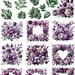 Purple Flower Collection: 50 Pngs, 26 A4 Backgrounds, 5 Cut-out Sheets ...