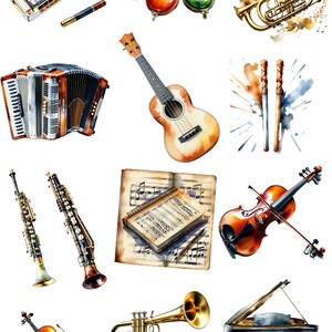 Music Flow Seamless Pattern Clipart Set Transparent Background PNG ...