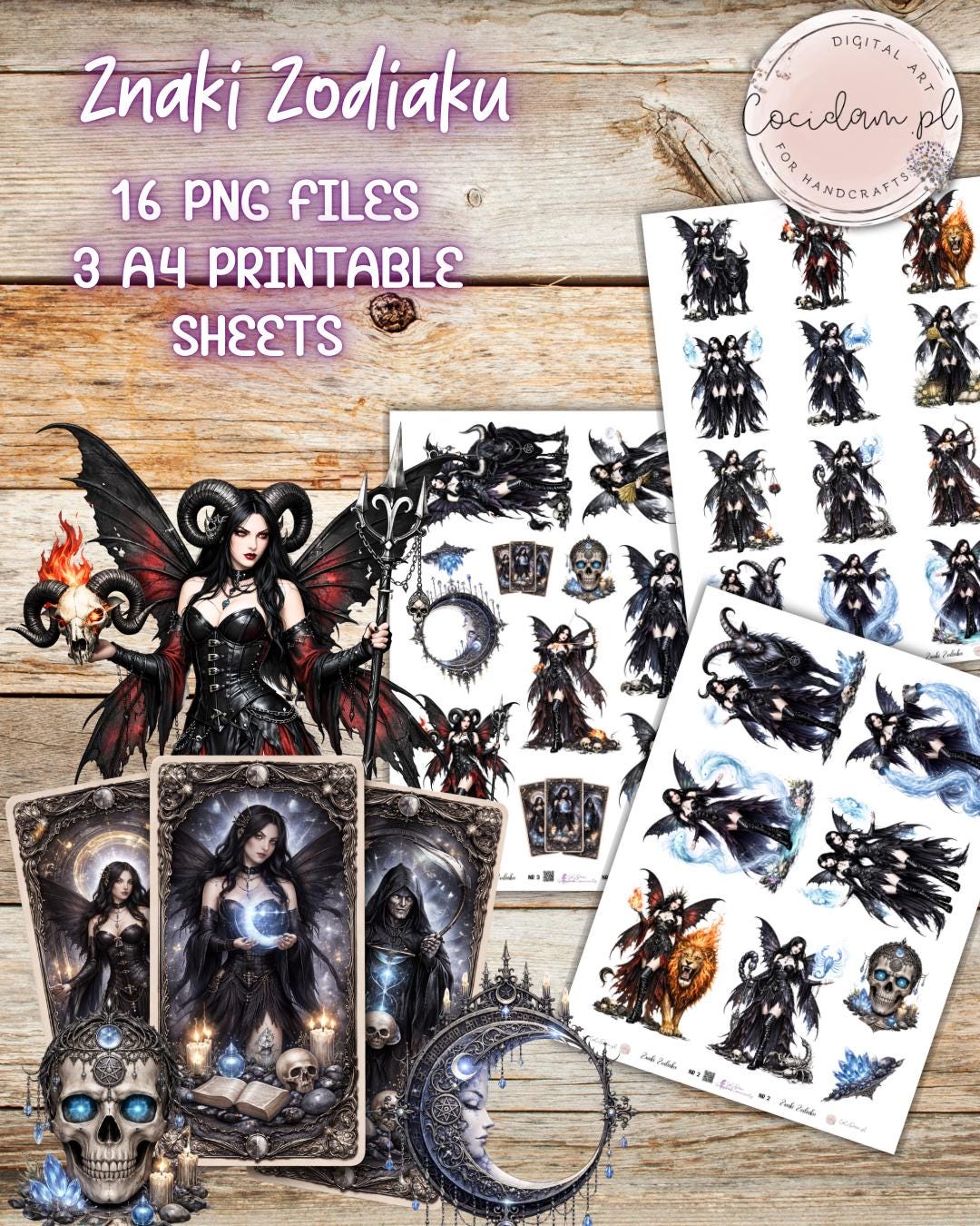 Gothic Zodiac Fairies Clipart | Astrology Signs | Witchy Scrapbooking ...