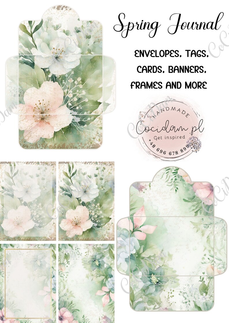 Digital Paper Clipart Set Junk Journal Kit spring Journal , Commercial ...