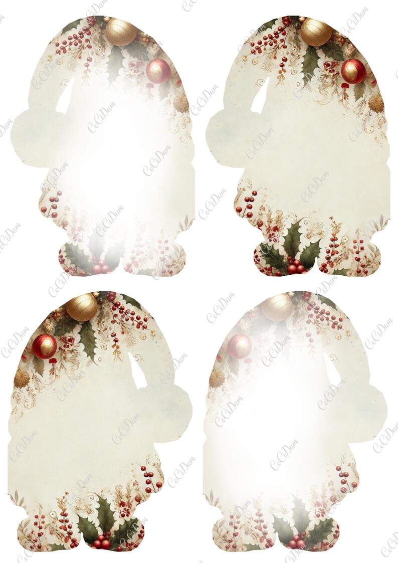 Christmas Gnome Card Base Set | Printable A4 Sheets | Foldable Gnome ...