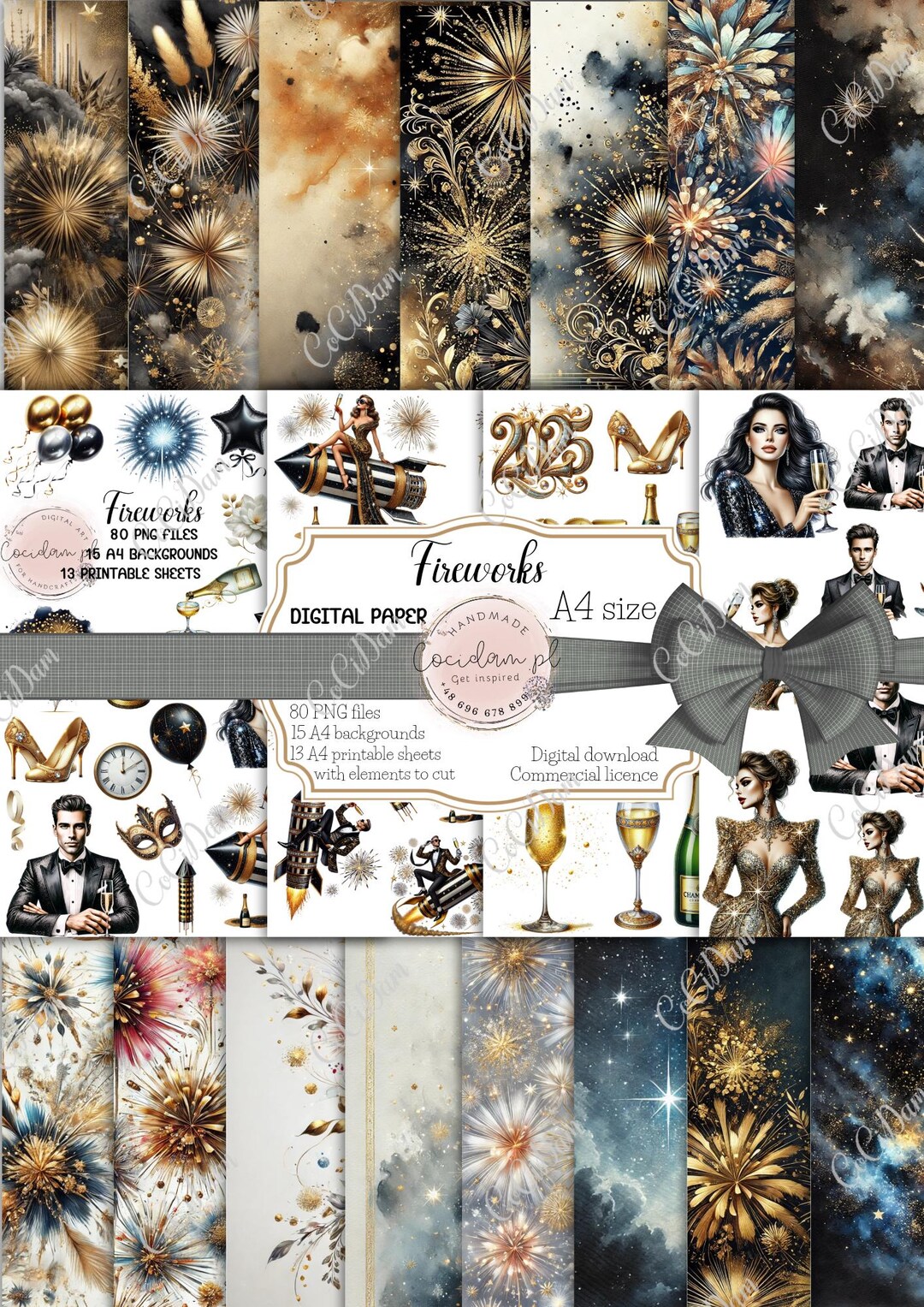 Fireworks Collection 80 Detailed Pngs, 13 A4 Sheets & 15 Backgrounds ...