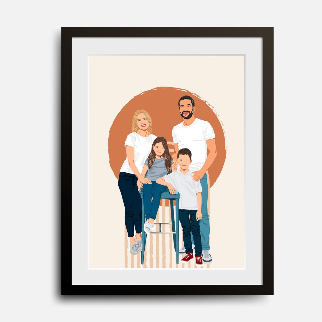 Custom Cartoon Family Portrait From Photo Personalized Family Gift ...