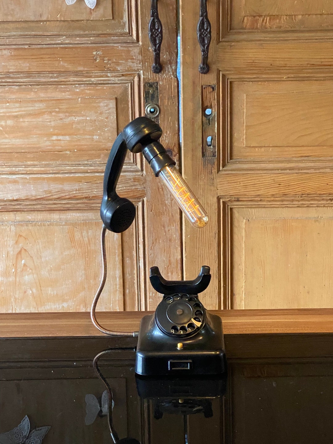 Marble Telephone Upcycling Telephone Lamp Table Lamp LED Dimmable, Made ...