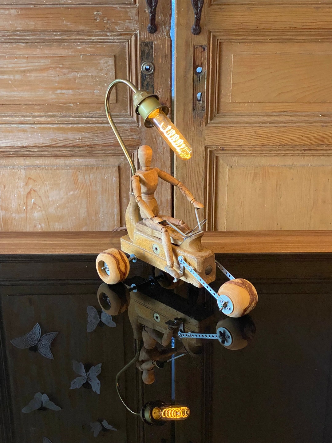 Table Lamp Upcycling Motorcycle Lamp Steampunk Car Robot - Etsy