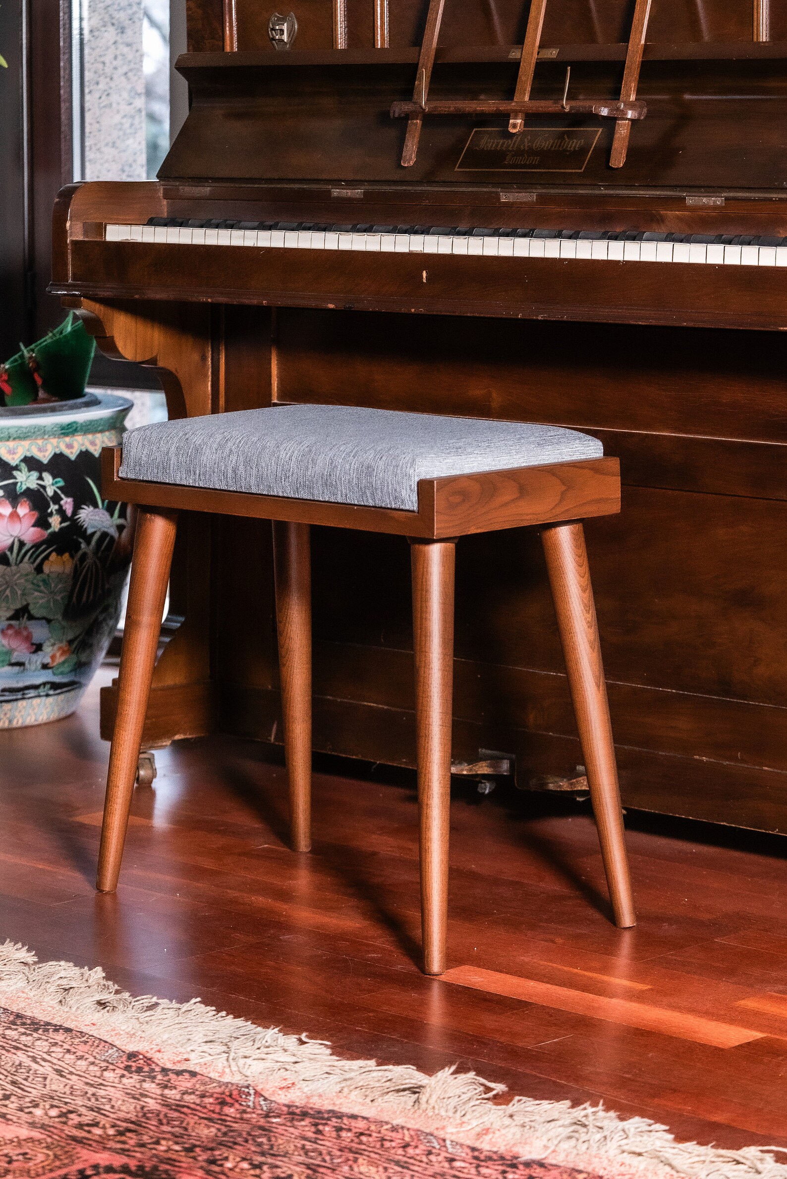 Piano Bench, Tan Leather Piano Bench, Ottoman Bench, Mcm Bench, Stool ...