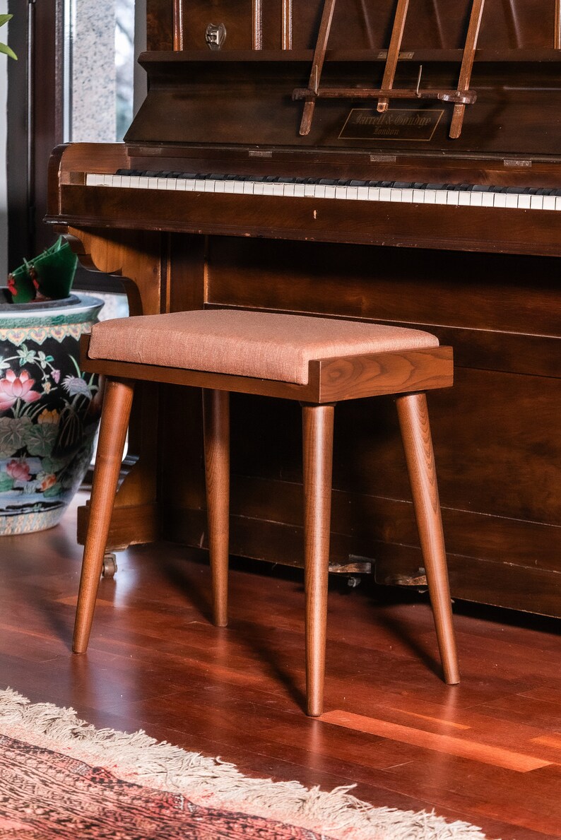 Piano Bench, Tan Leather Piano Bench, Ottoman Bench, Mcm Bench, Stool ...