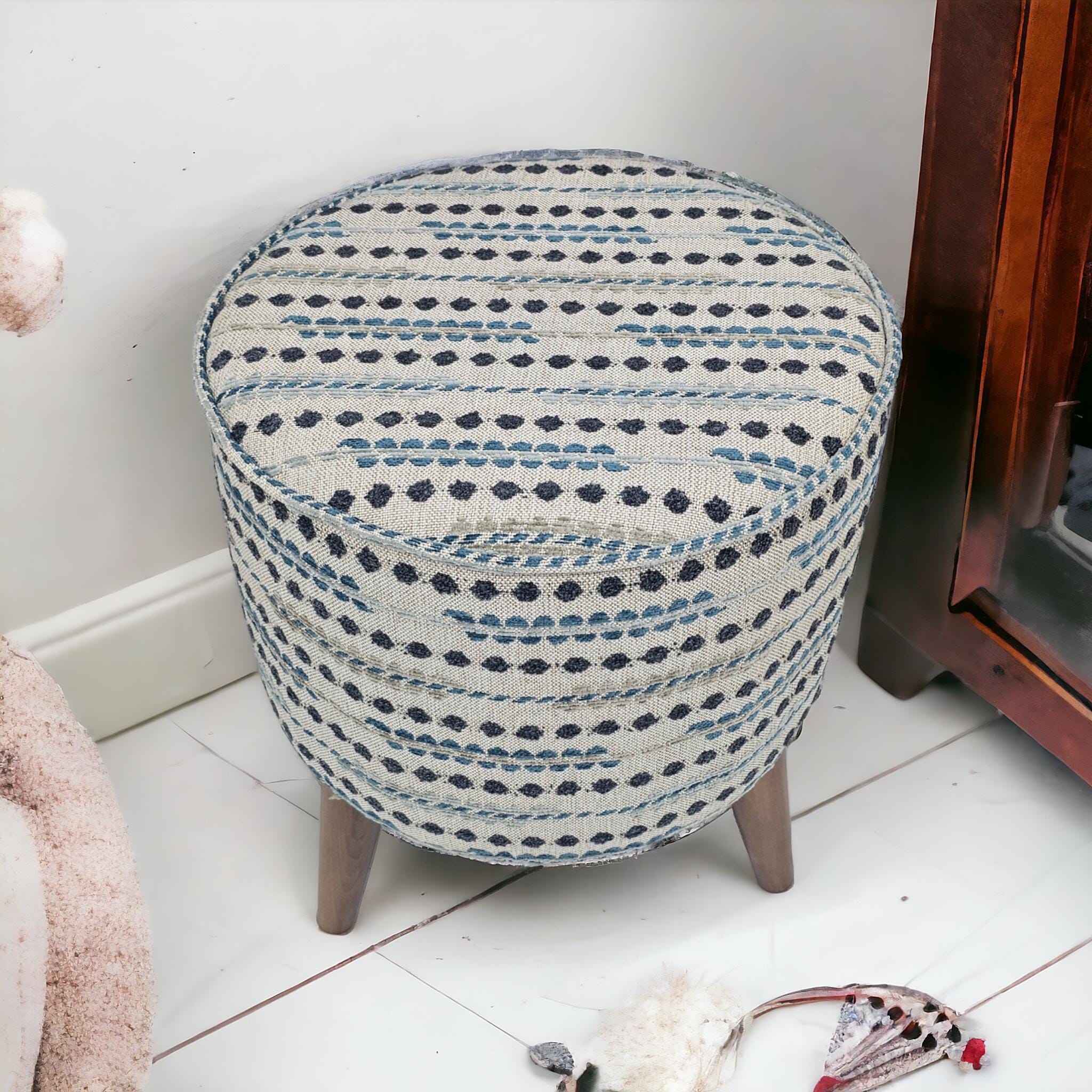 Round Pouf Stool Handmade Boho Pouf for Living Room, Bedroom Pouf ...