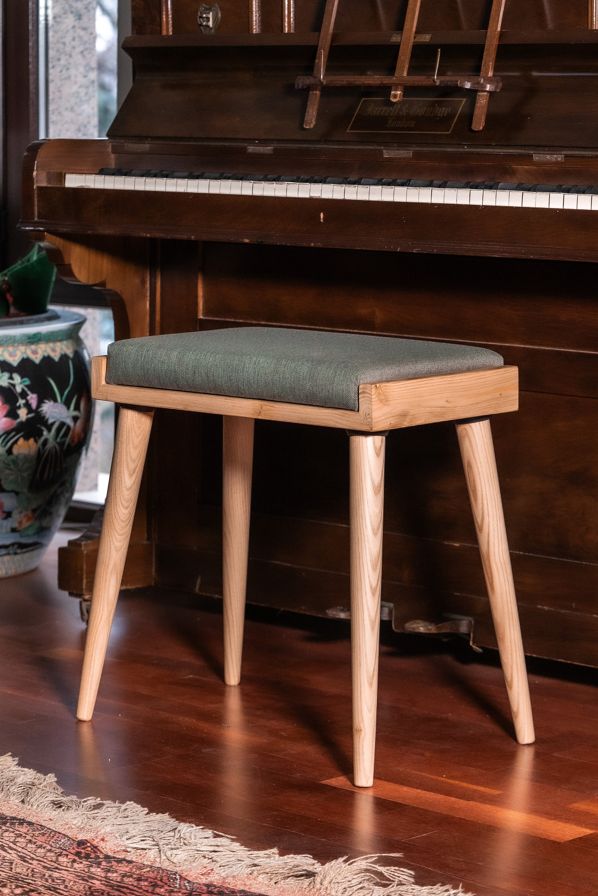 Piano Bench, Tan Leather Piano Bench, Ottoman Bench, Mcm Bench, Stool ...