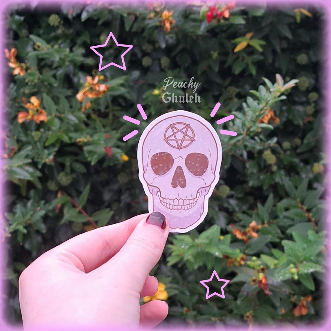 Gothic Skull Sticker | Holographic Overlay Gothic Sticker - Etsy