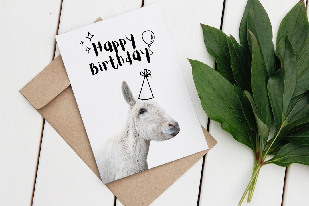 Digital and Printable Birthday Card for Donkey Lovers - Etsy