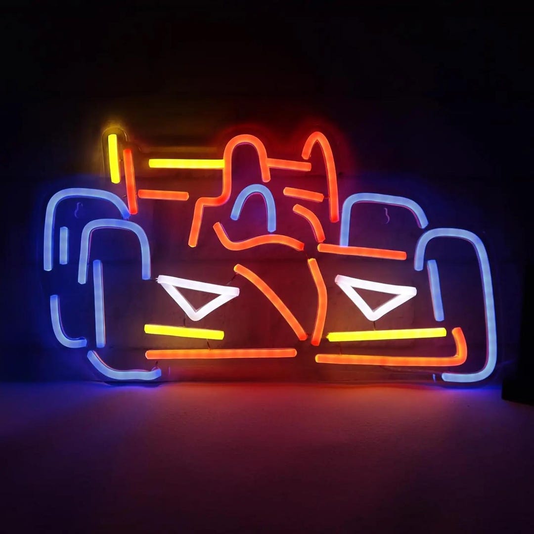 Racing Car Neon Sign, Kid's Room Neon Light, Mancave Neon Sign, Custom ...