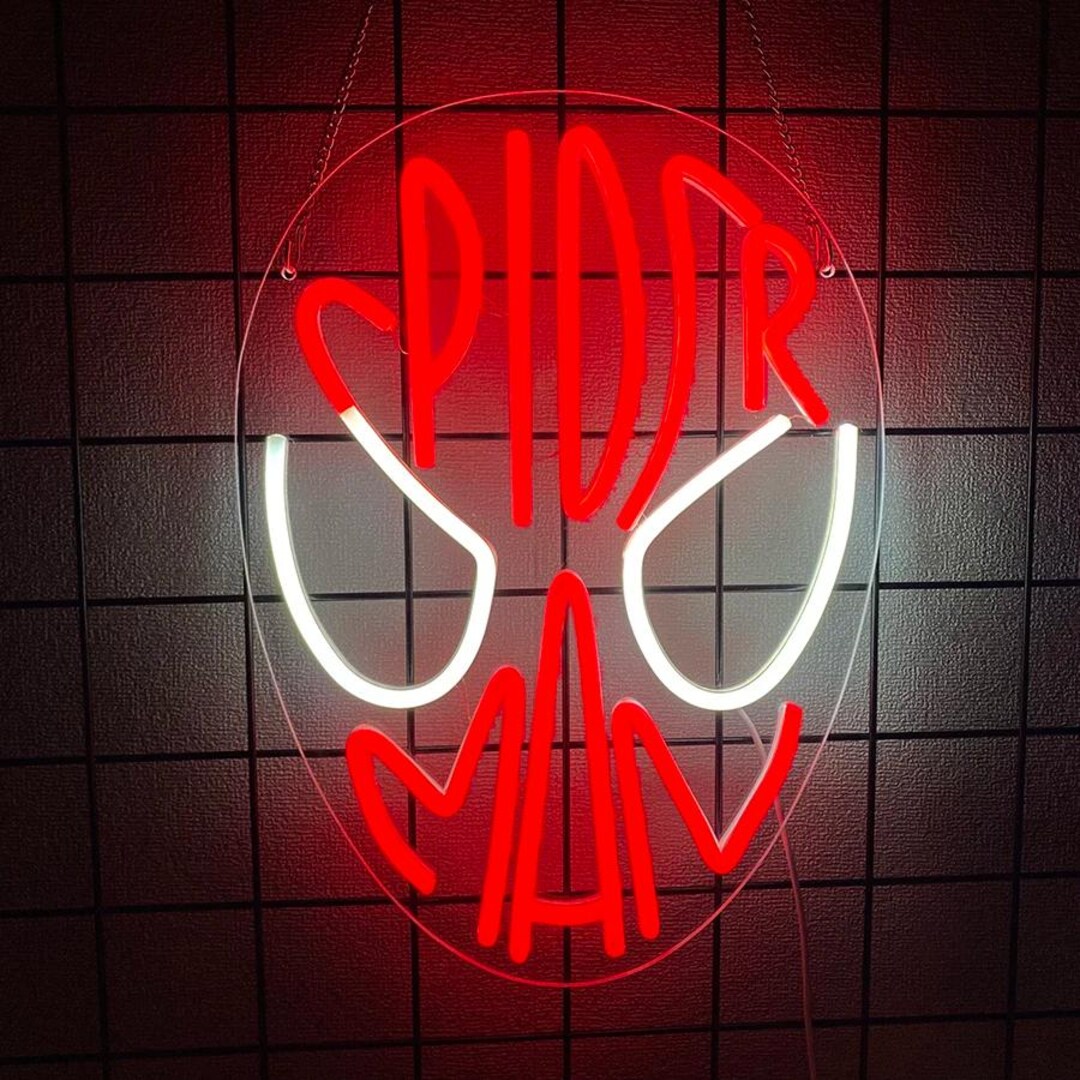 Spider Man Neon Sign, Kid's Room Neon Light, Mancave Neon Sign, Custom ...