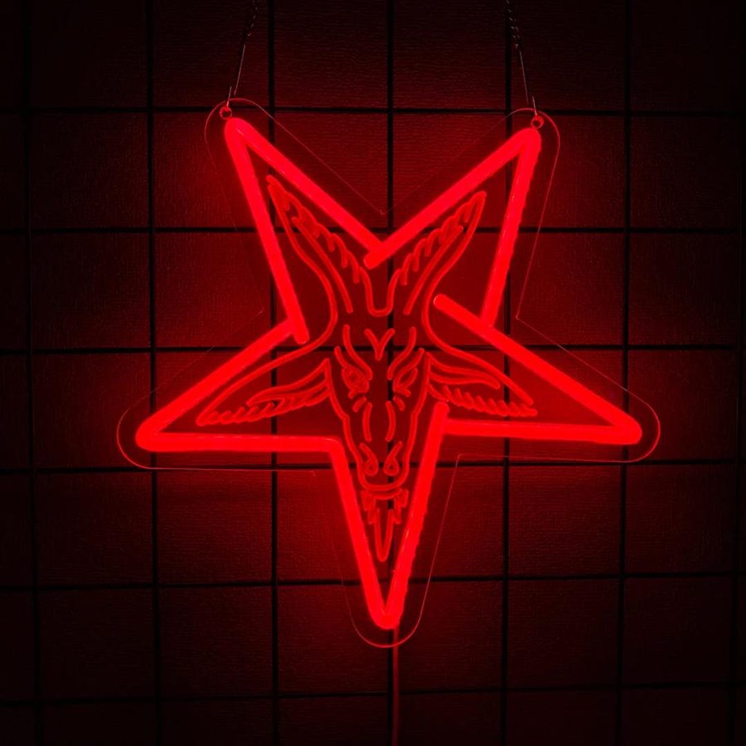 Baphomet Gothic Neon Sign, Custom Neon Bar Sign, Bedroom Wall Led Decor ...