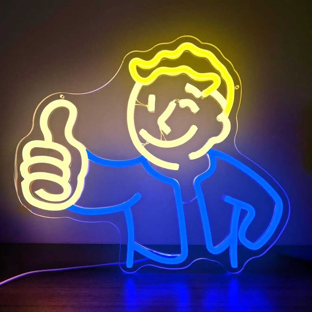 Vault Boy Anime Neon Sign, Kid's Room Neon Light, Mancave Neon Sign ...