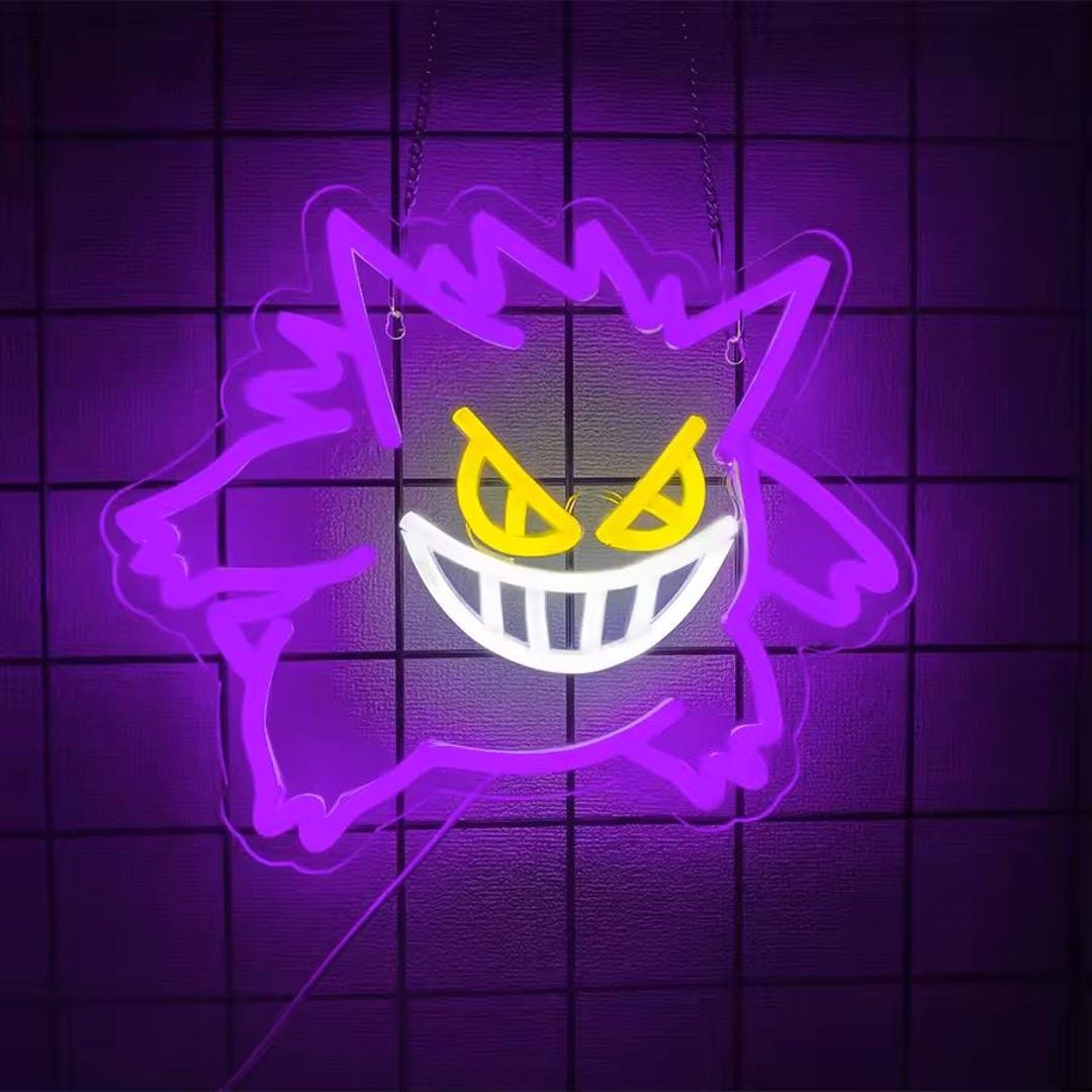 Gengar Anime Neon Sign, Kid's Room Neon Light, Mancave Neon Sign ...