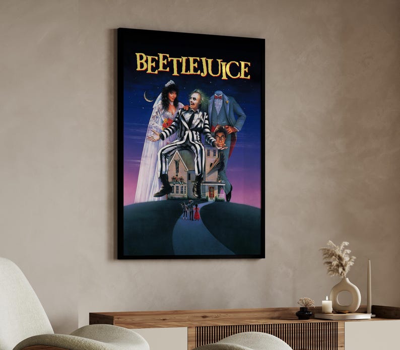Beetlejuice - 1988 Movie Poster. Tim Burton, Michael Keaton, Geena ...