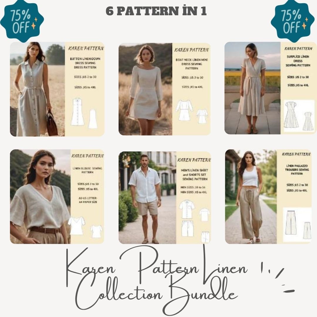 Linen Clothing Collection Bundle, 6 Patterns in 1 -suitable for US ...