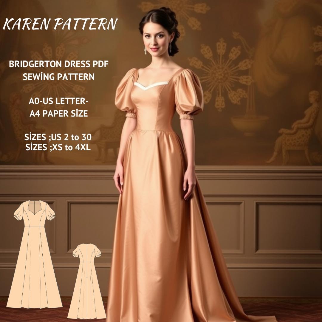 Bridgerton Gown Sewing Pattern, Bridgerton Style Dress, Renaissance ...