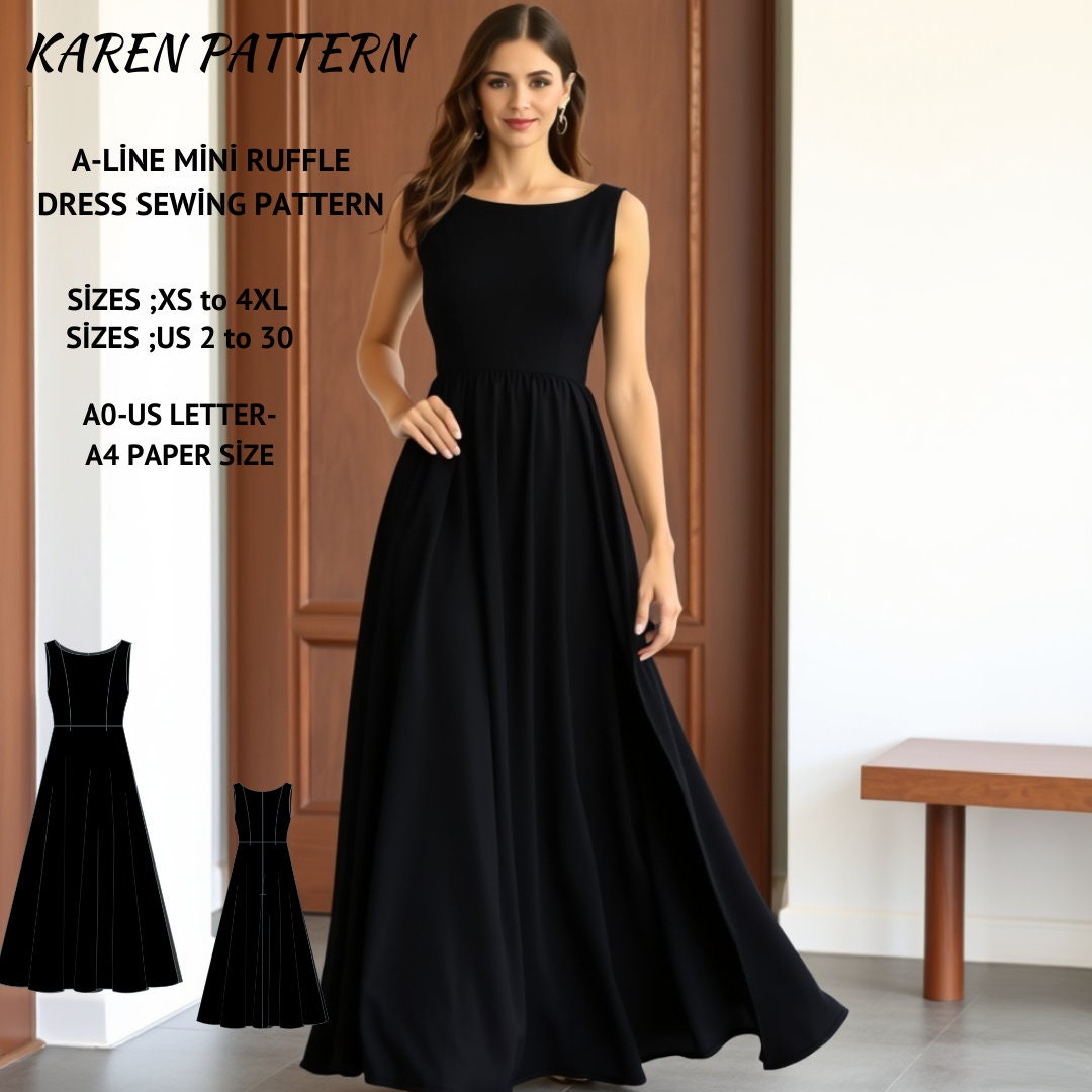 Boat Neck Prom Dress Sewing Pattern,cocktail Dress,ball Gown Pattern ...