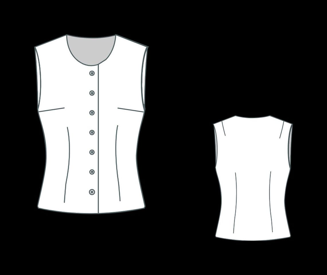 1950's Vintage Women's Vest Sewing Pattern: Round Neck (A0 A4-US Letter ...