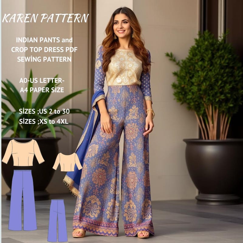 Indian Fusion Pant Suit - Etsy UK