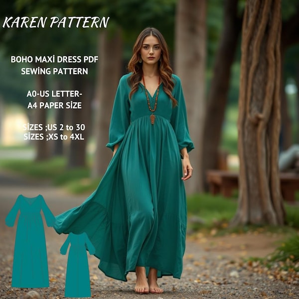 Boho Dress Pattern - Etsy