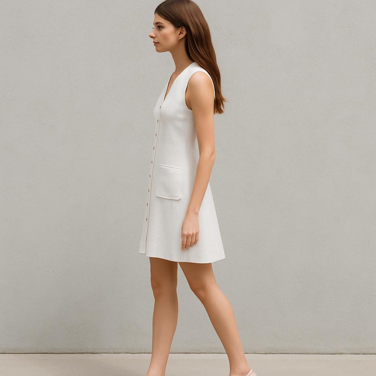 Linen Button Front Dress Sewing Pattern:pinafore Mini Dress (digital ...