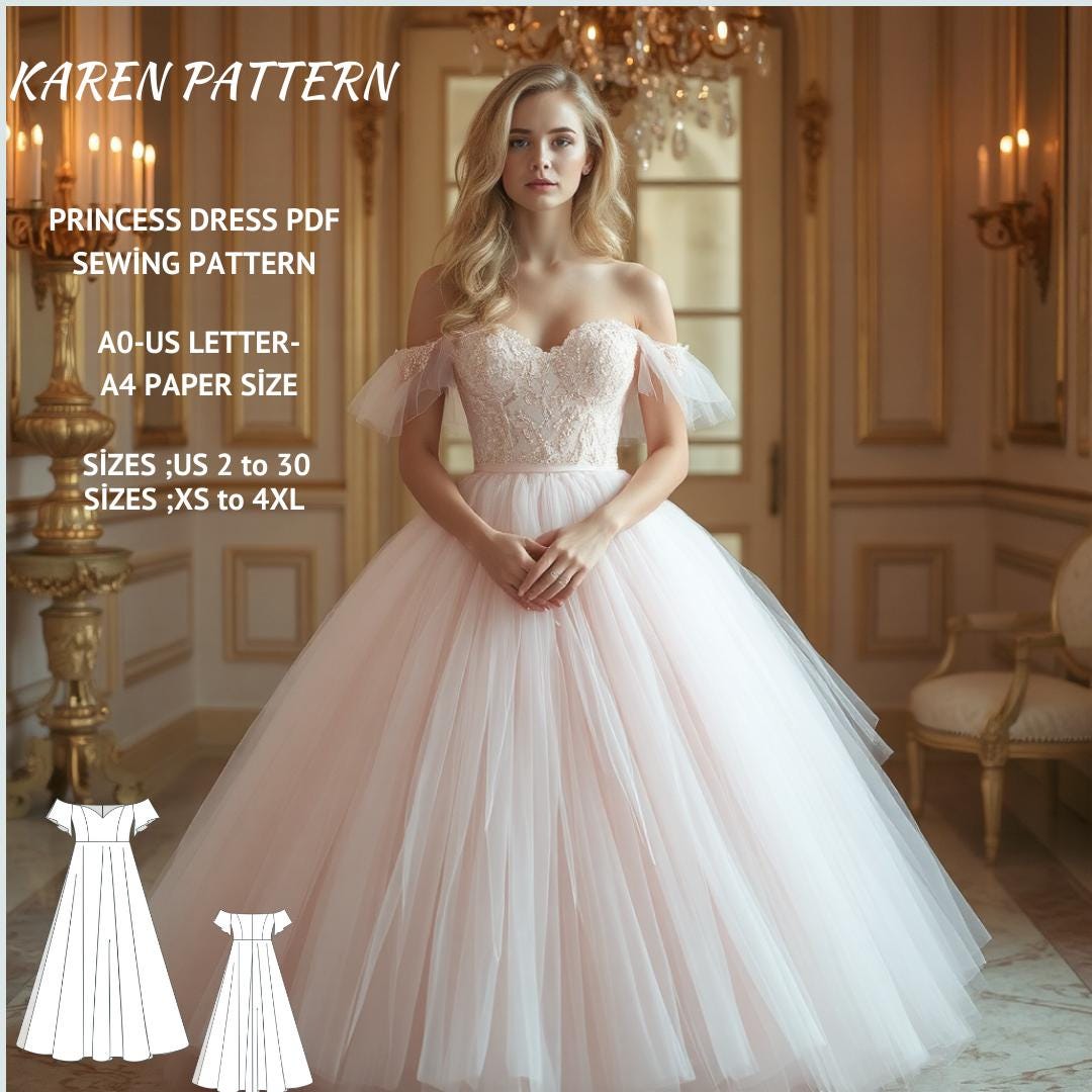 Princess Dress Sewing Pattern: Cosplay, Regency, Elvish (PDF Pattern ...
