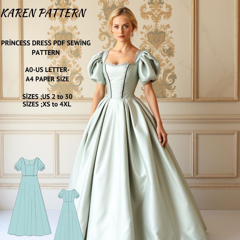 Renaissance Princess Dress Sewing Pattern: Regency, Fairy, Elf (US 2-30 ...
