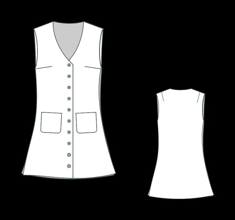 Linen Button Front Dress Sewing Pattern:pinafore Mini Dress (digital ...