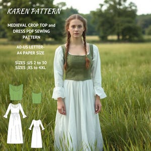 Renaissance Medieval Dress and Crop Top Sewing Pattern,fairy,regency ...