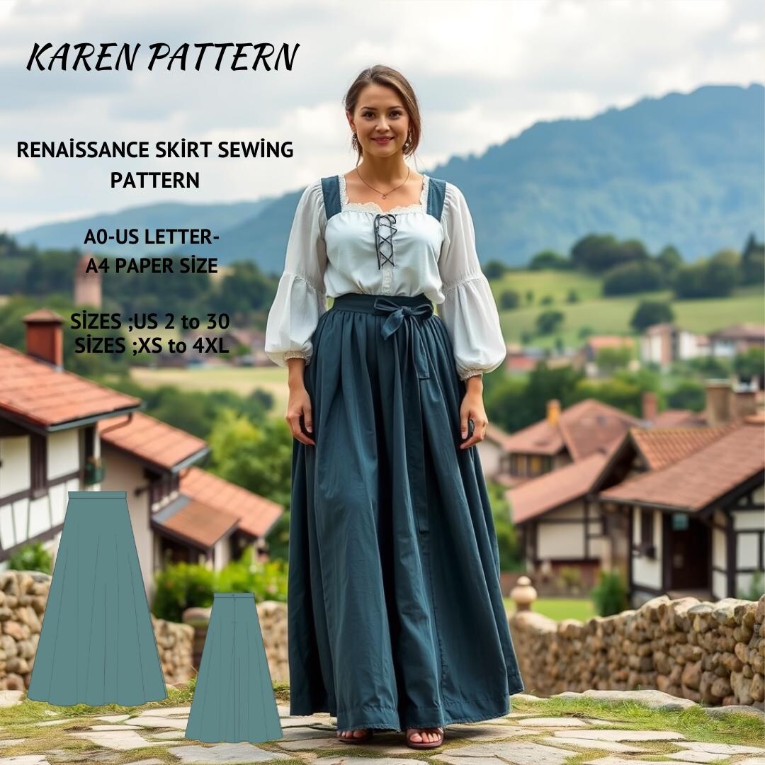 Renaissance Medieval Skirt Sewing Pattern, Fairy, Regency, Elf Dress ...