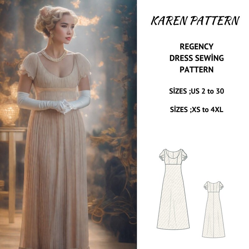 Regency Gown Pattern - Etsy