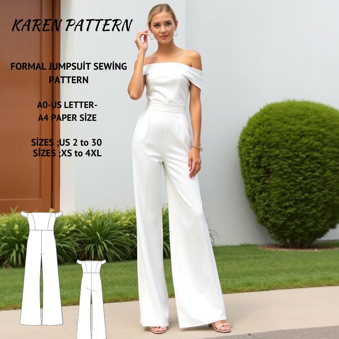 Formal Jumpsuit Sewing Pattern | Womens Jumpsuit Pattern | US 2 to 30 ...