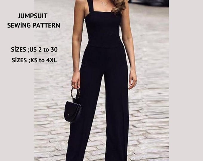 Palazzo Full Jumpsuit Sewing Pattern, PDF Sewing Pattern Instant ...