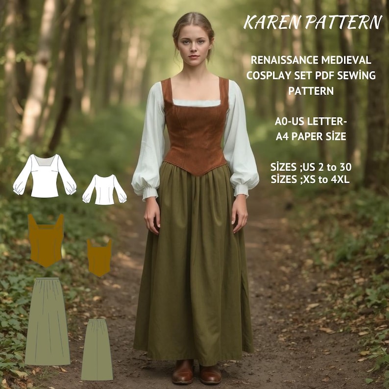 Renaissance Cosplay Set: Medieval Skirt and Corset (PDF Pattern) - Etsy