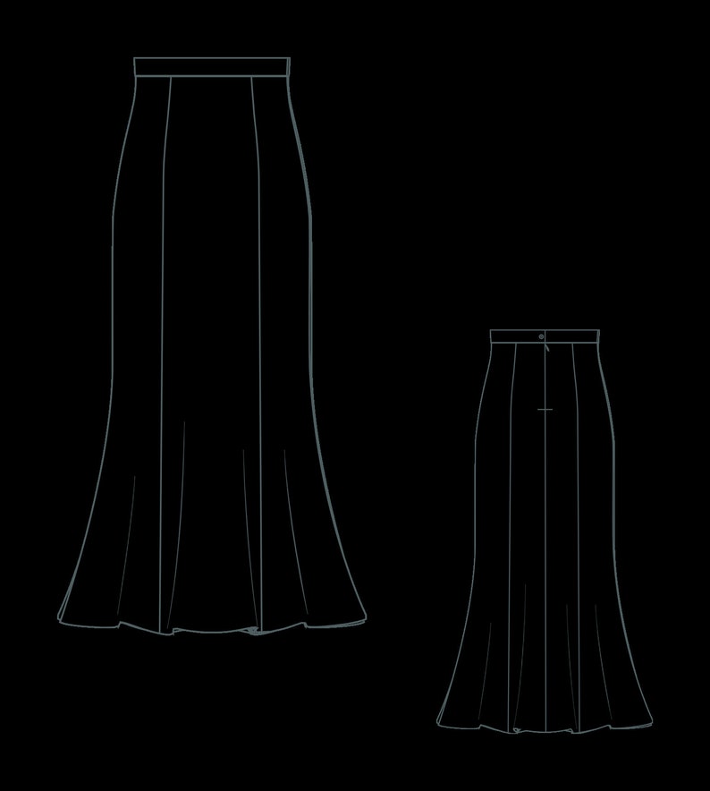 Satin Trumpet Maxi Skirt Sewing Pattern:plus Size Elastic Waist (PDF ...