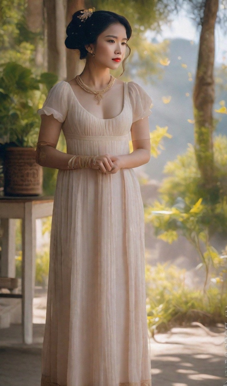 Regency Gown Sewing Pattern:empire Waist Dress (A4, A0, US Letter) (PDF ...