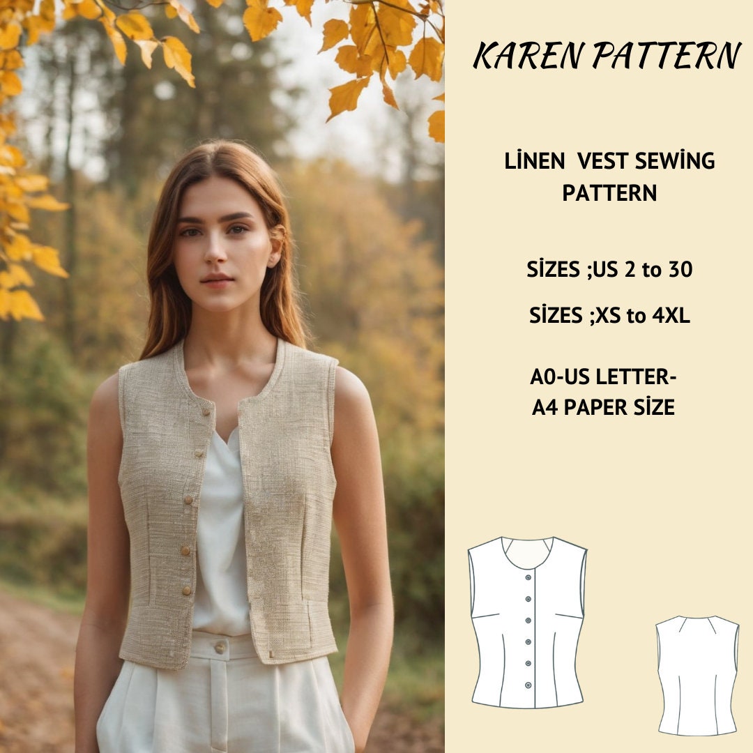 Linen Vest Pattern, Women's Vest Pattern,round Neck Vest ,spring Vest ...