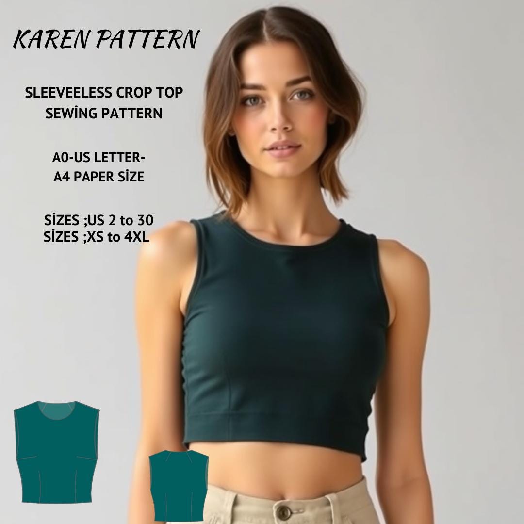 Sleeveless Crop Top,simple Tank Top Sewing Pattern, Tank Top Pattern ...