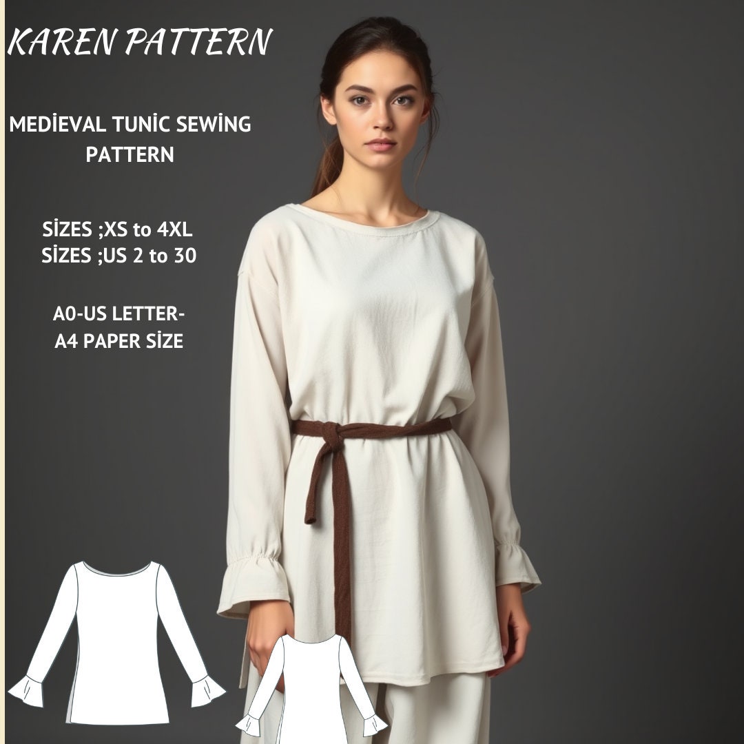 Medieval Tunic Sewing Pattern:bohemian Cosplay (XS-4XL) (PDF Pattern ...