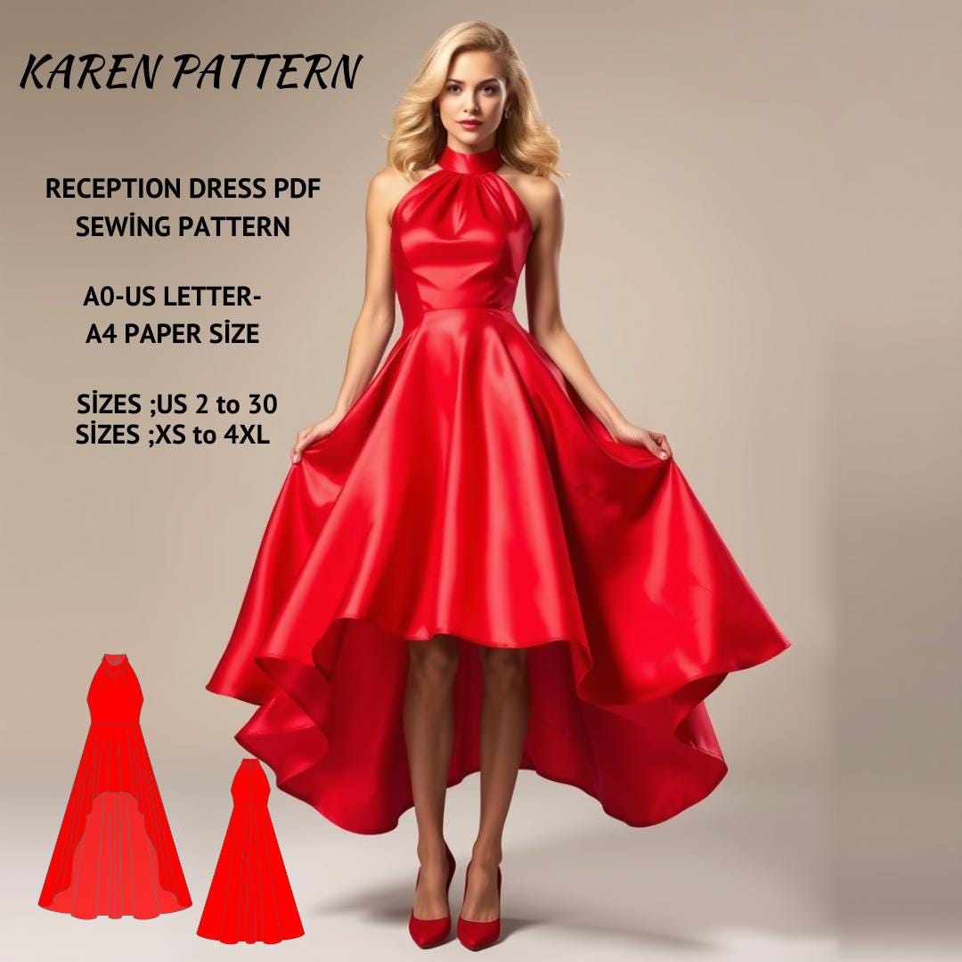 High-low Prom Dress Sewing Pattern: XS-4XL (digital Download) - Etsy