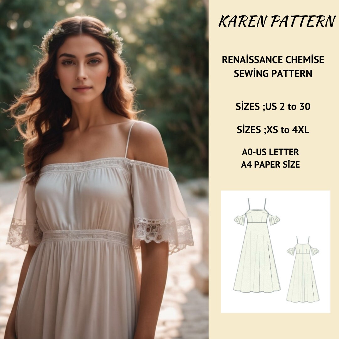 Renaissance Chemise Sewing Pattern,cottagecore Chemise,fairy,regency ...