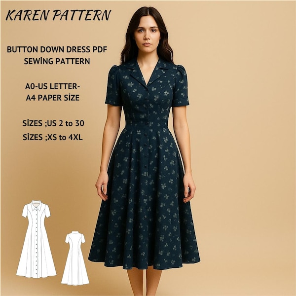 Button Front Dress - Etsy