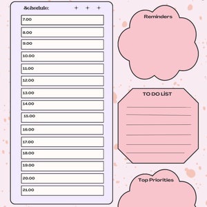 Digital Planner in Pink and Lilac Tones Cloud and Square Design With Reminders, To-do List & Top ...