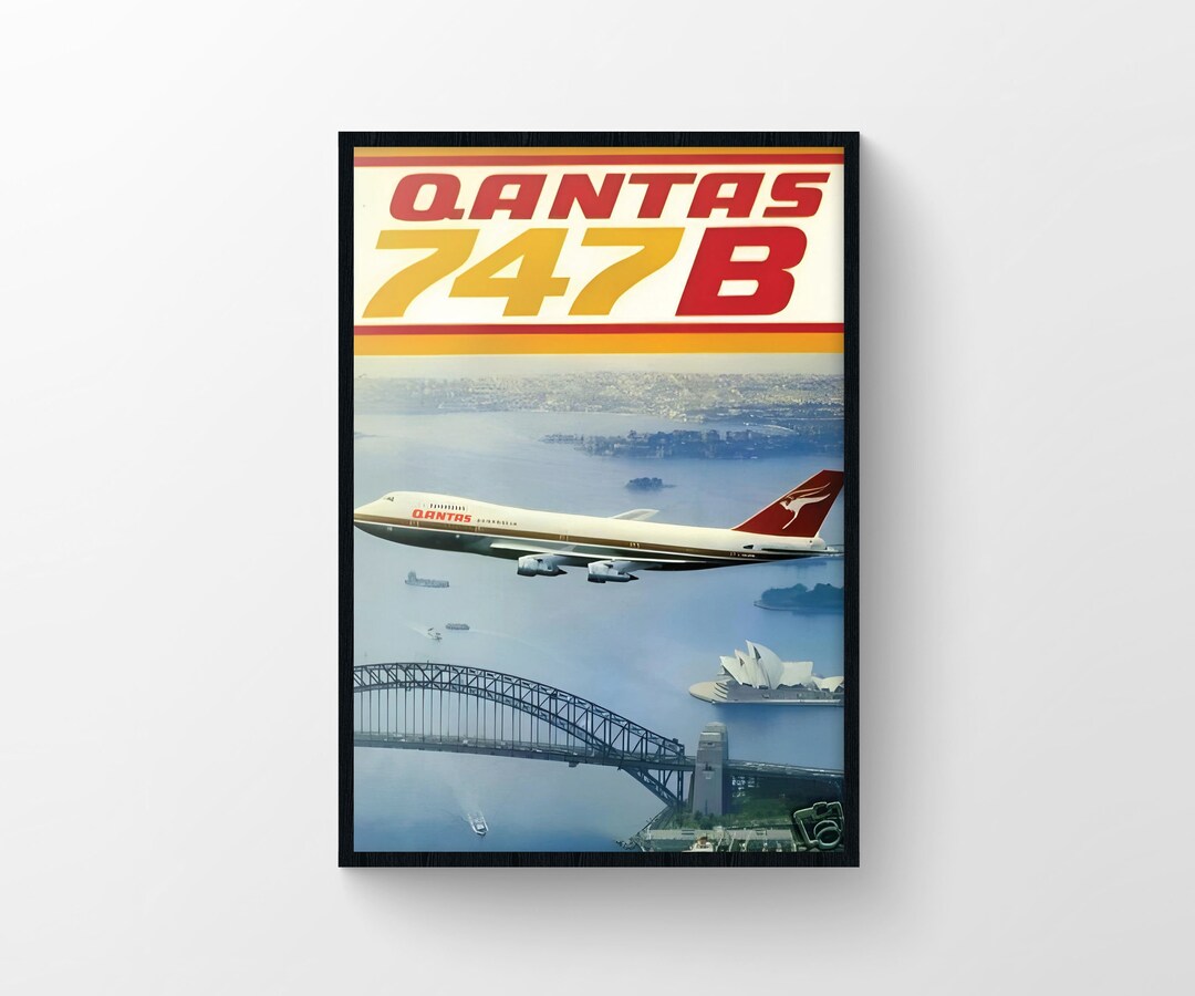 Qantas Airlines Aviation Poster, Kangaroo Logo Art, Travel Gift ...