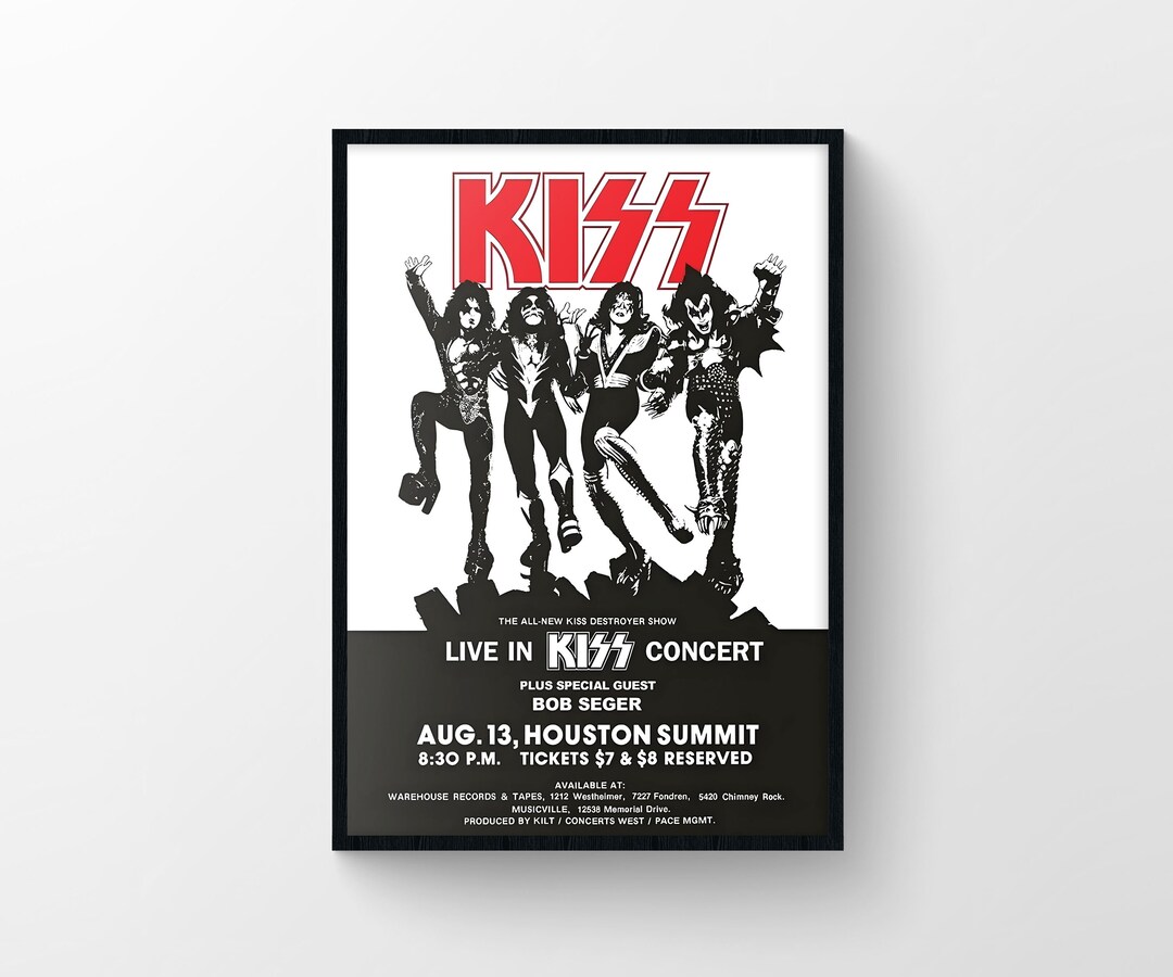 KISS Band Poster, Gene Simmons Art, Music Gift, Glam Rock Poster ...