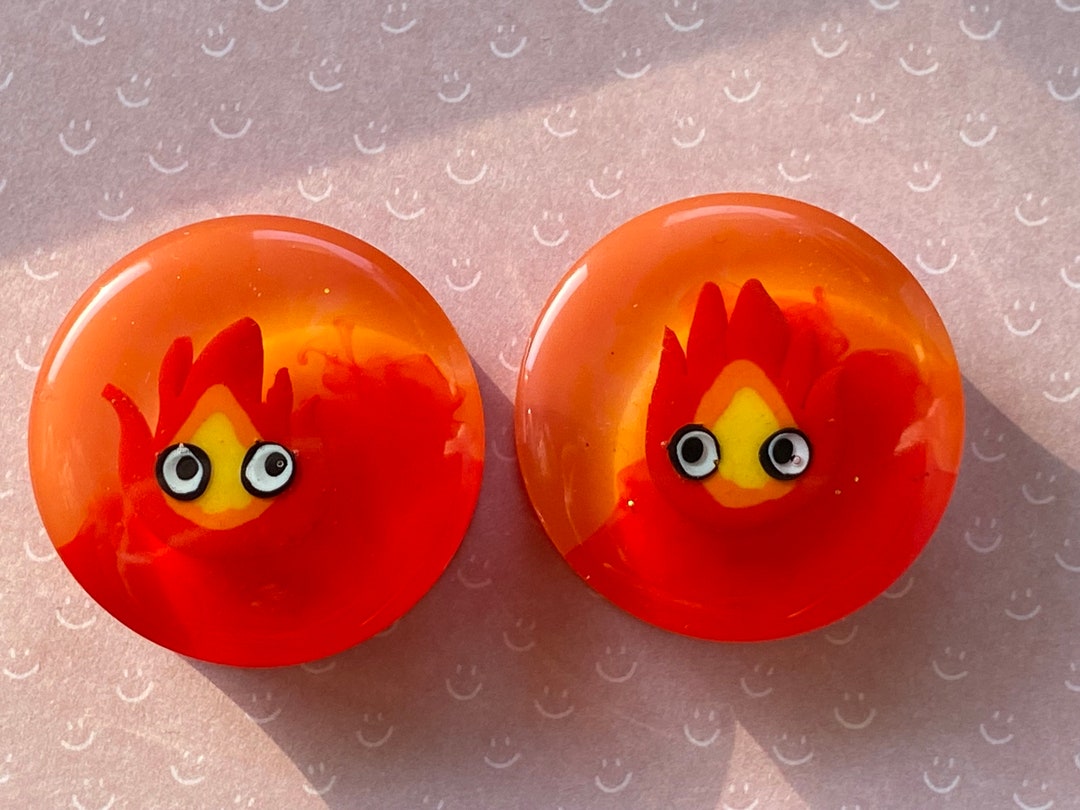 30mm Tunnels One Pair Resin Ear Plugs Cute Calcifer - Etsy