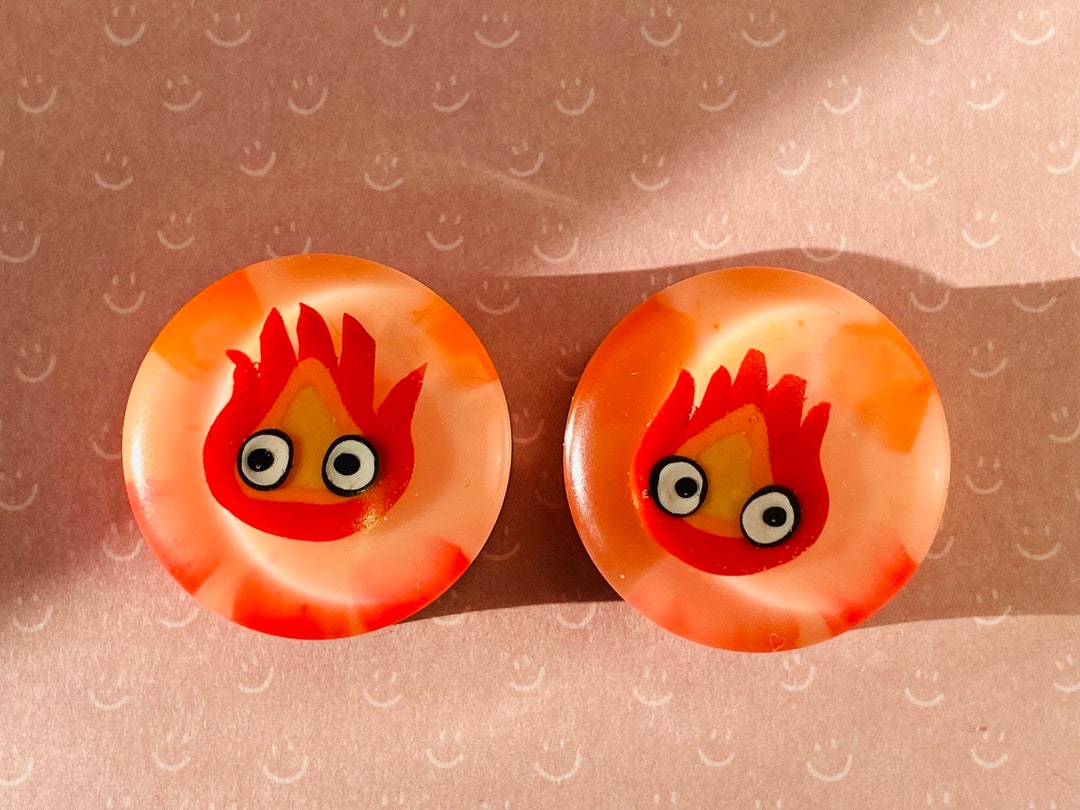 22mm Tunnels One Pair Resin Ear Plugs Cute Calcifer - Etsy